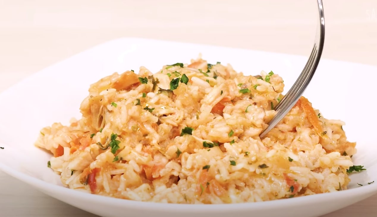 Receita de arroz de forno com frango